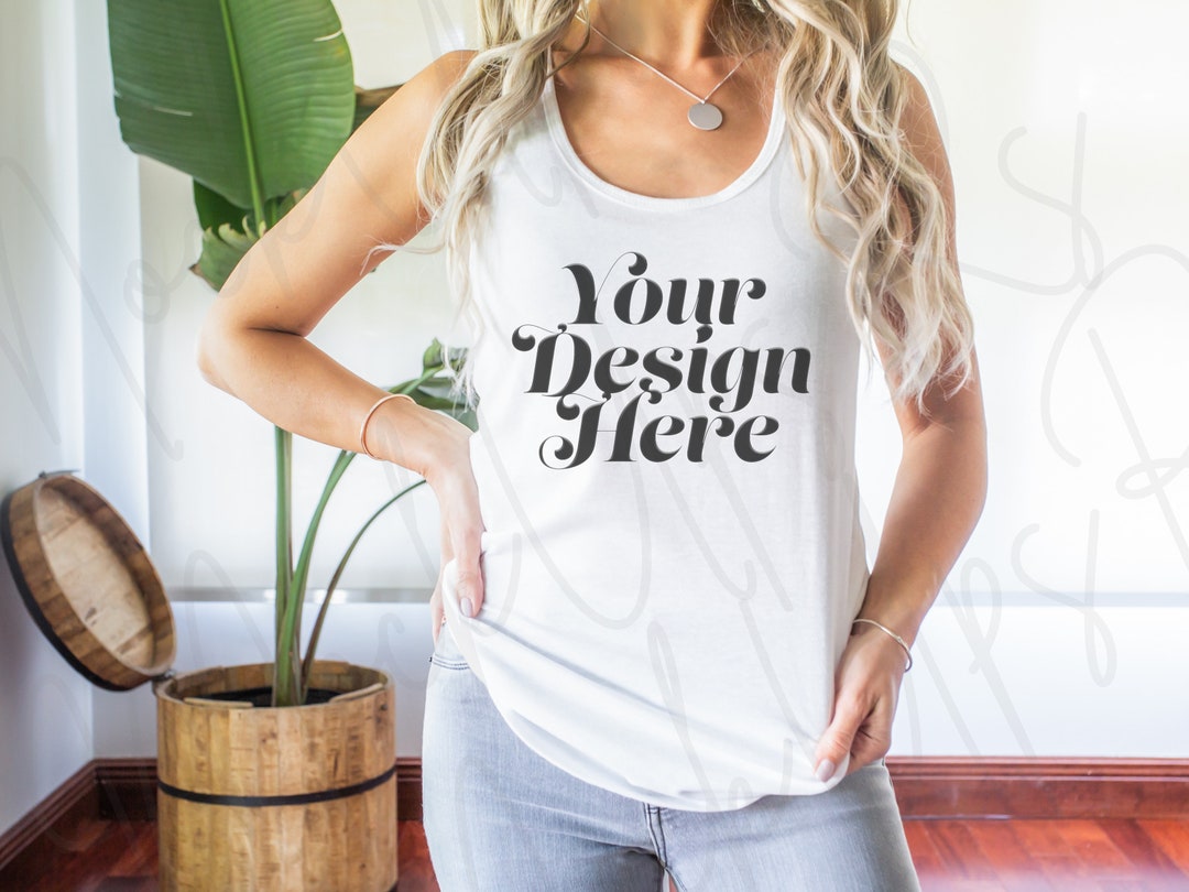 White NEXT LEVEL 1533 Tank Top Model Mockup, White Tank Top Mock Up ...