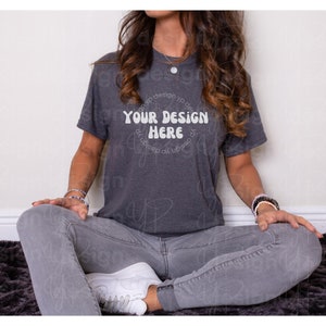 Gildan 5000 TWEED T Shirt LIFESTYLE MOCKUP Gray T-shirt - Etsy