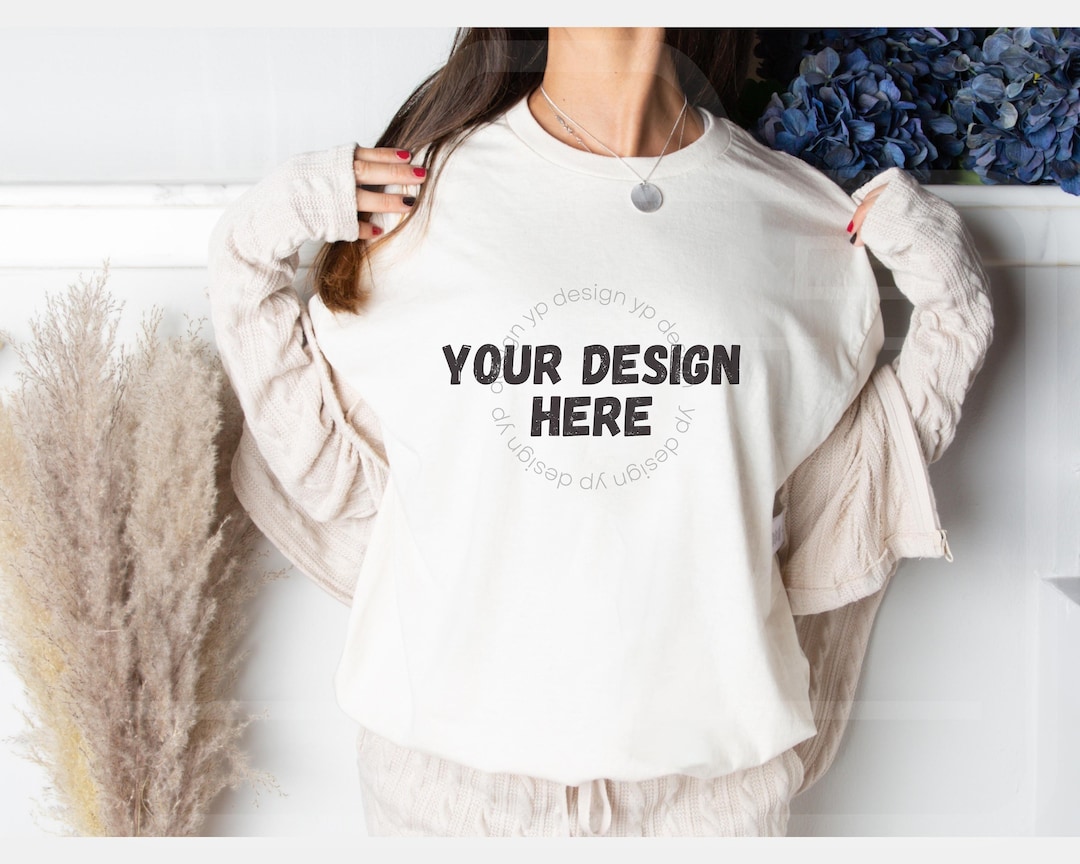 GILDAN 5000 NATURAL Color T-shirt MOCKUP, Long T Shirt Mock Up ...