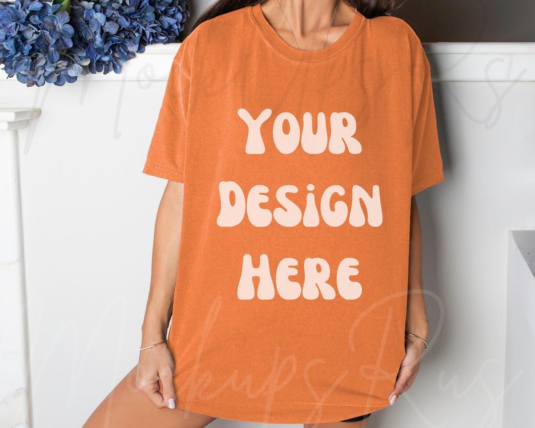 COMFORT COLORS C1717 Burnt Orange T Shirt Mockup, Orange Shirt Mock Up ...