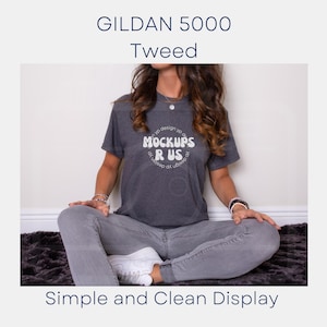 Gildan 5000 TWEED T Shirt LIFESTYLE MOCKUP Gray T-shirt - Etsy