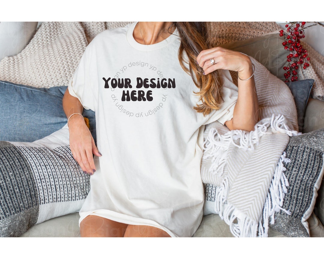 GILDAN 5000 NATURAL Color T-shirt Lifestyle MOCKUP, Winter Natural Sand ...