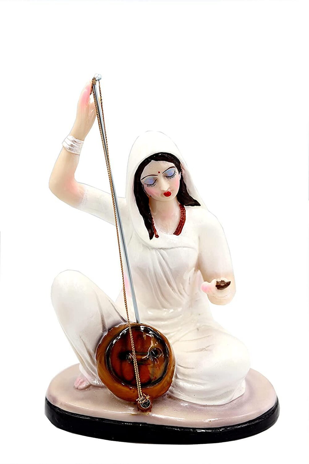 Meerabai (white) Playing Musical Instrument Showpiece Polyresin Statue (21 Cm) Meera Bai Idol ...