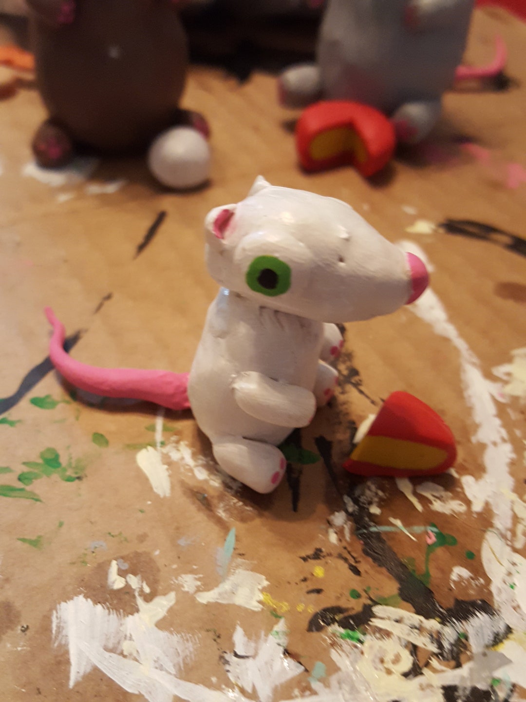 Small White Rat W/ Gauda Chunk Mini Sculpture Handmade Polymer Clay - Etsy