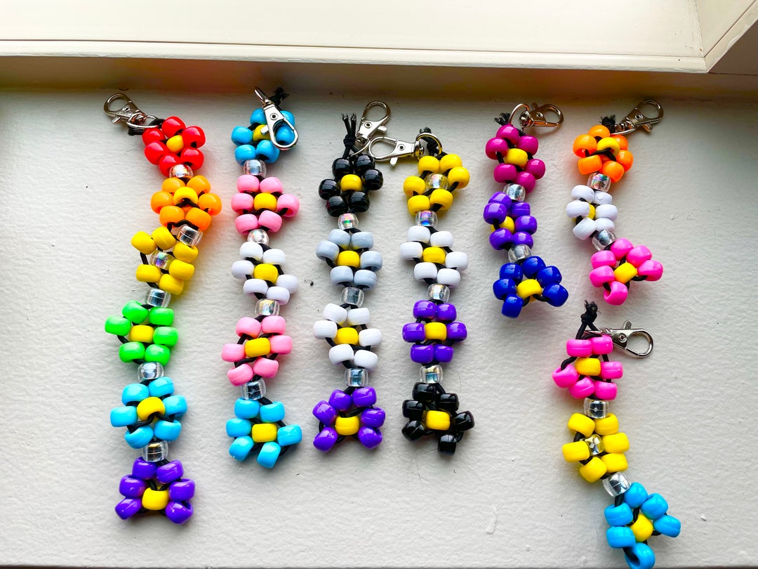 Pride Flag Kandi Flower Keychain - Etsy