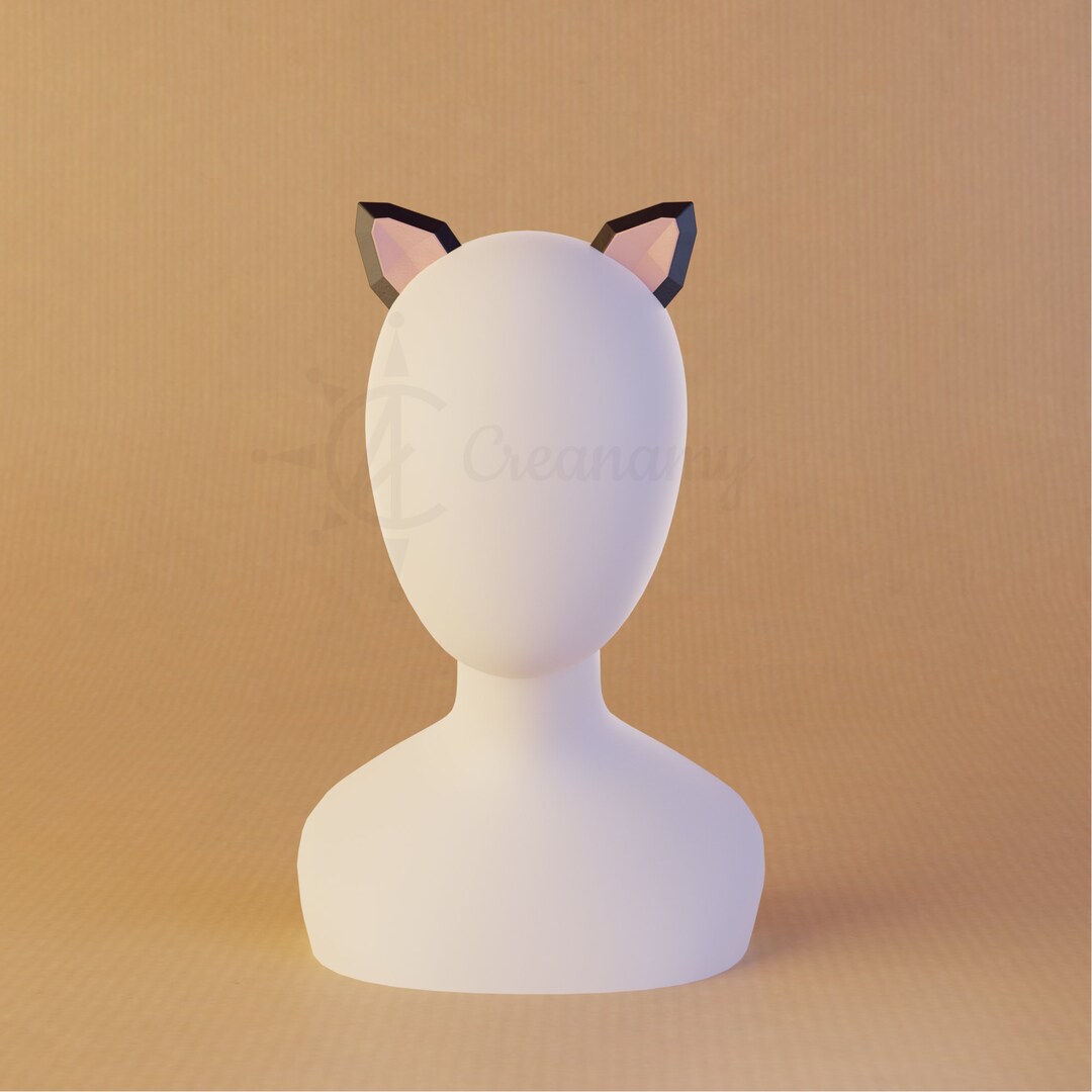 Papercraft Cosplay Cat Ears Pattern for Paper Art Polygonal - Etsy