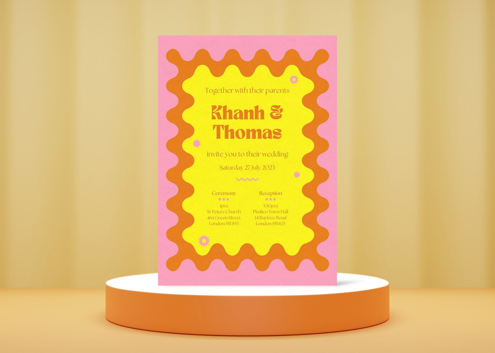 Retro Squiggly Wedding Invitation Digital Template Editable - Etsy