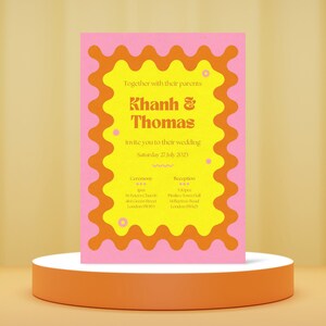 Retro Squiggly Wedding Invitation Digital Template Editable - Etsy