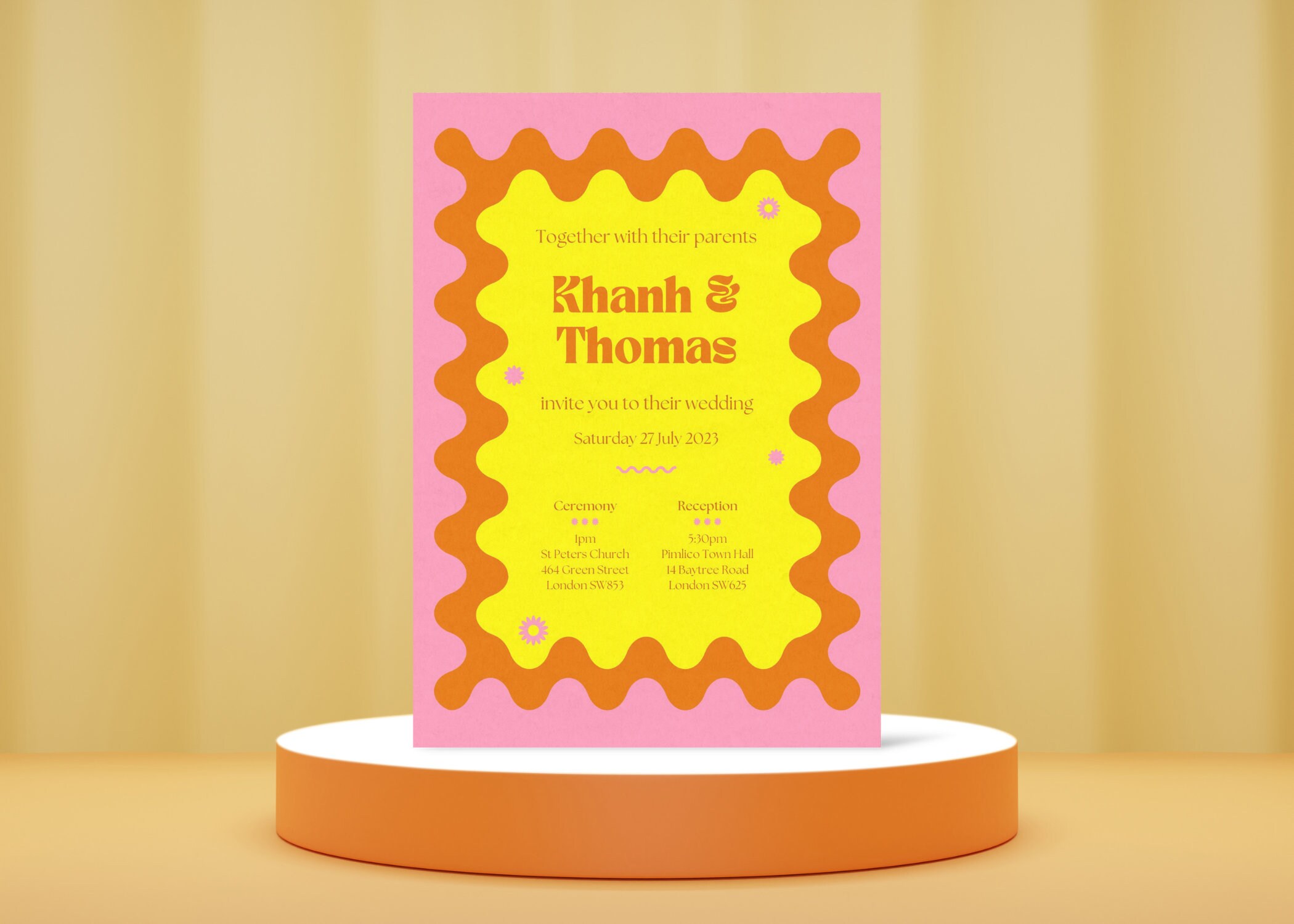 Retro Squiggly Wedding Invitation Digital Template Editable - Etsy