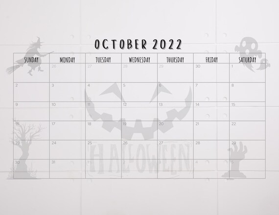 Digital October 2022 Calendar Instant Download Printable - Etsy