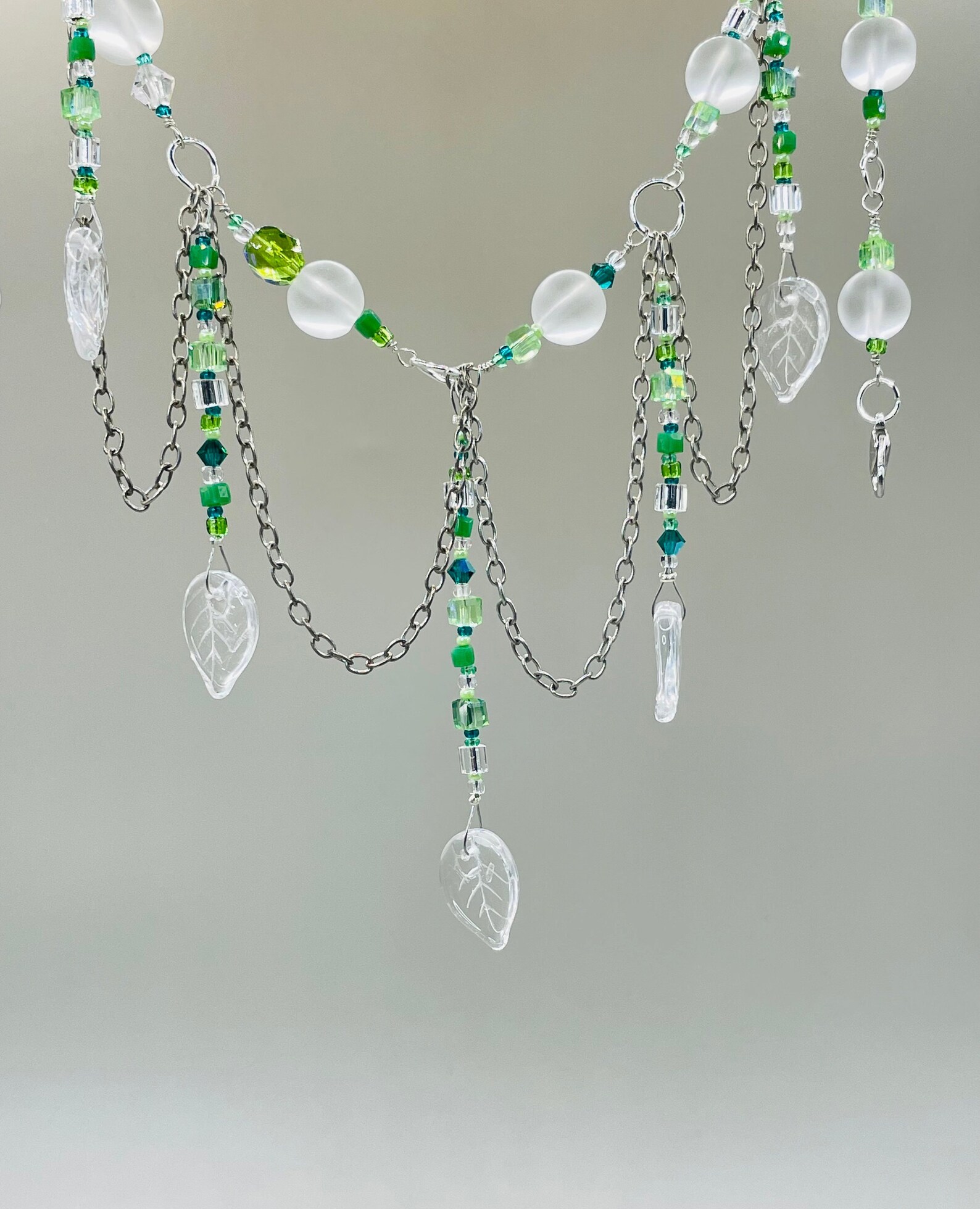 Fairycore Whimsical Crystal Emerald Green Statement Necklace With ...