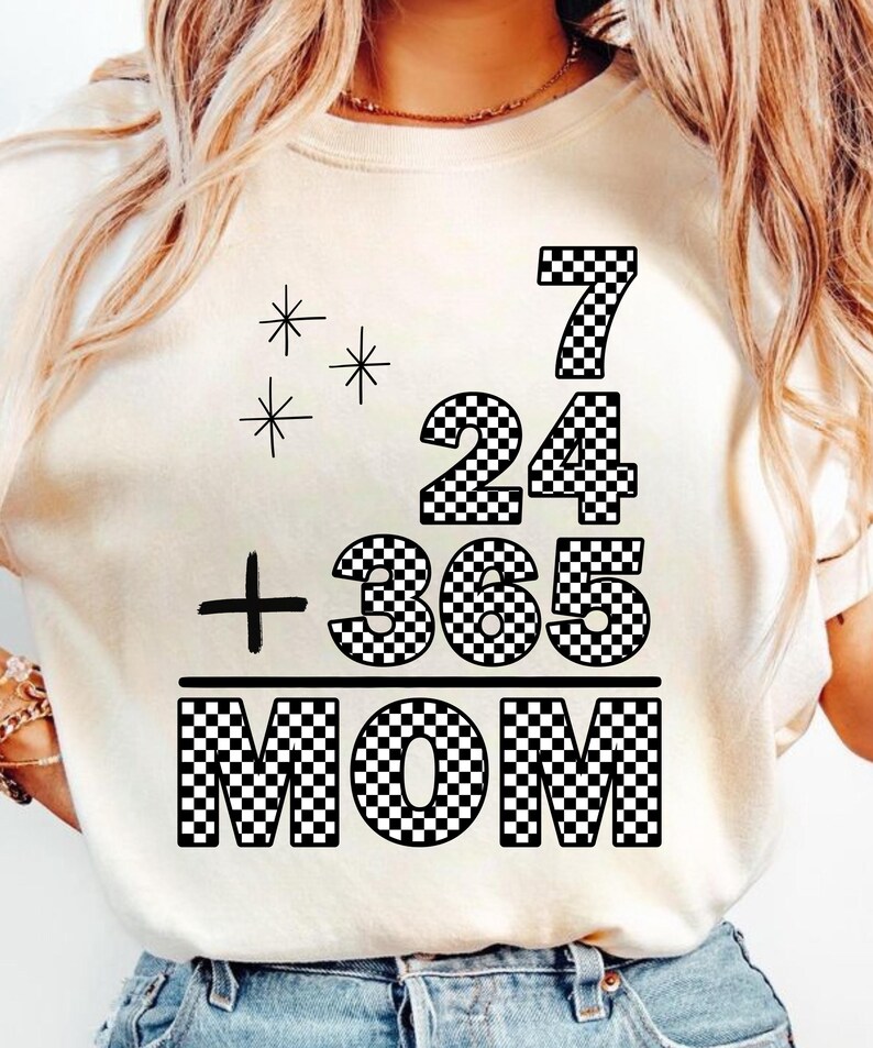 Retro Checkered Mom Equation Png, Mom Png, 24/7 Mother's Constant Care ...