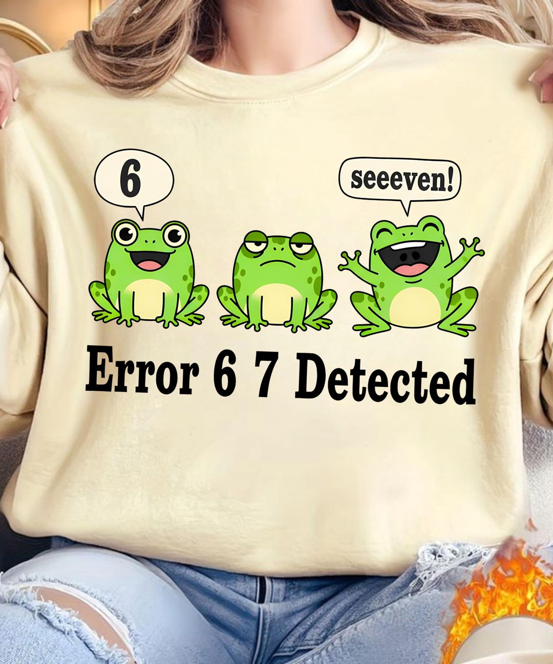 Error 67 Detected Six Seven Meme PNG Funny Frog Cartoon Shirt Design ...