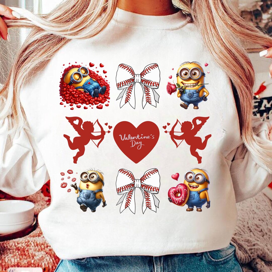 Funny Minions Valentine PNG, Cupid Bow Clipart, Baseball Heart ...