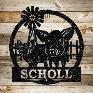 Pig Windmill Monogram/pig Farm Sign/custom Pig Sign/metal Pig Sign ...