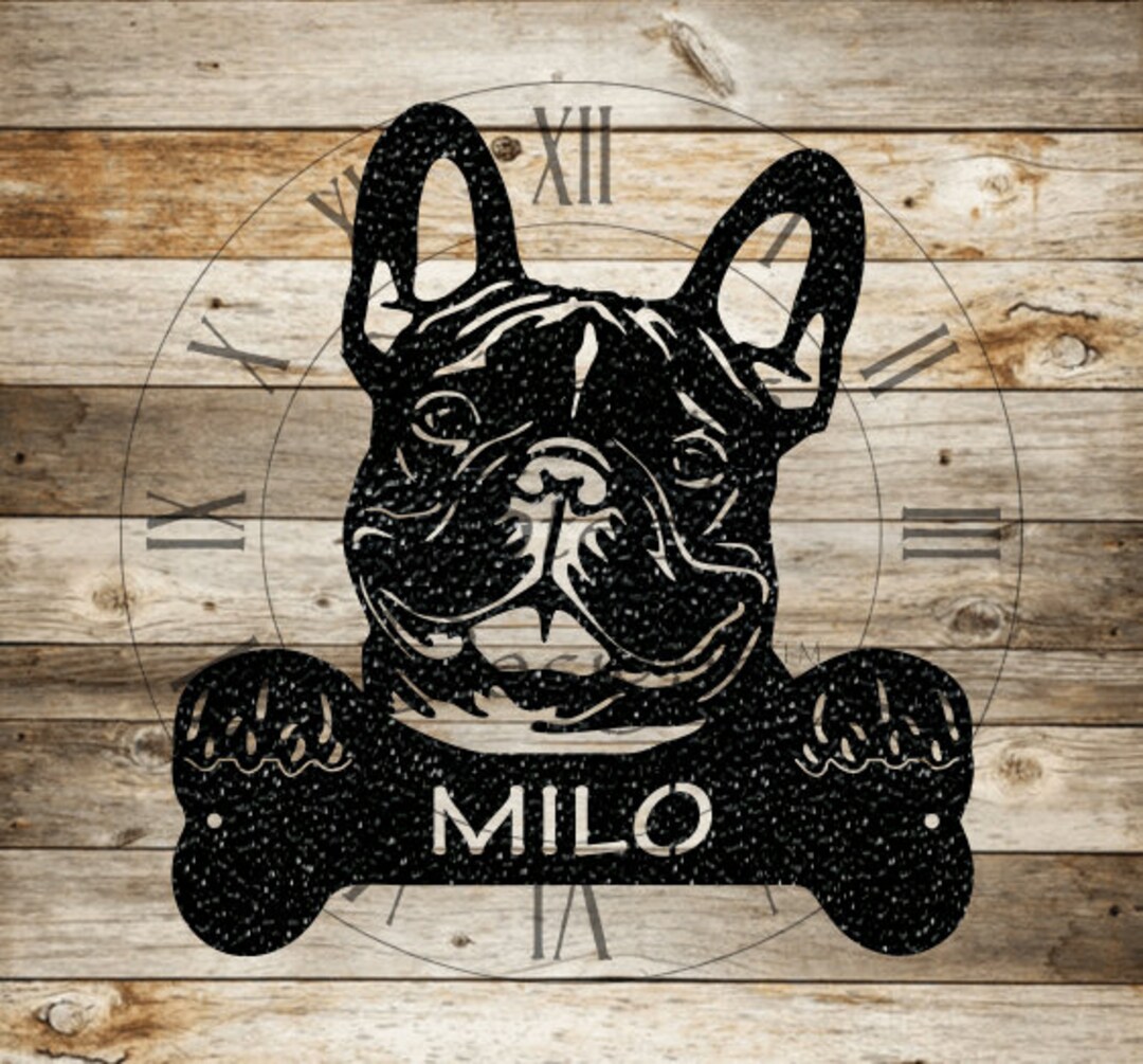 French Bulldog With Bone/personalized French Bull Dog/frenchie Name ...