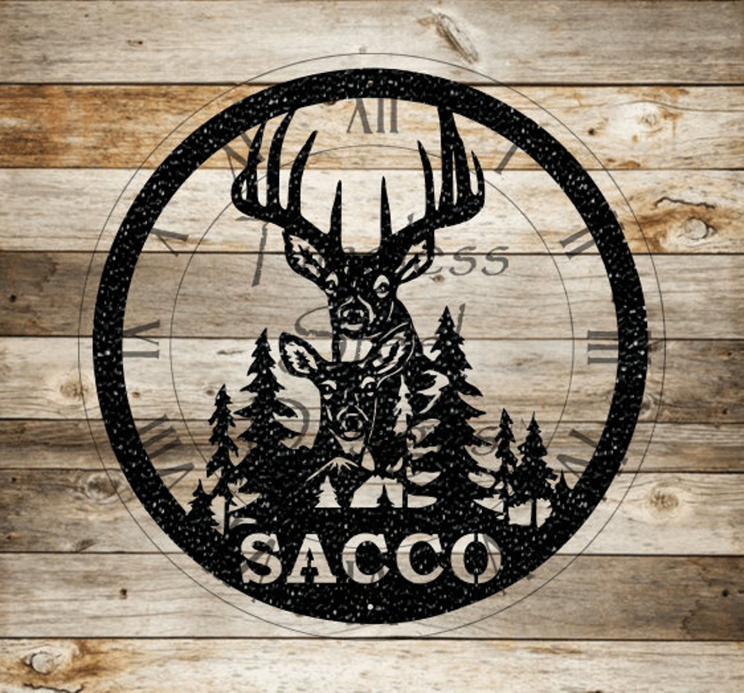 Round Buck and Doe/round Deer/deer Monogram/custom Deer Sign/metal Deer ...