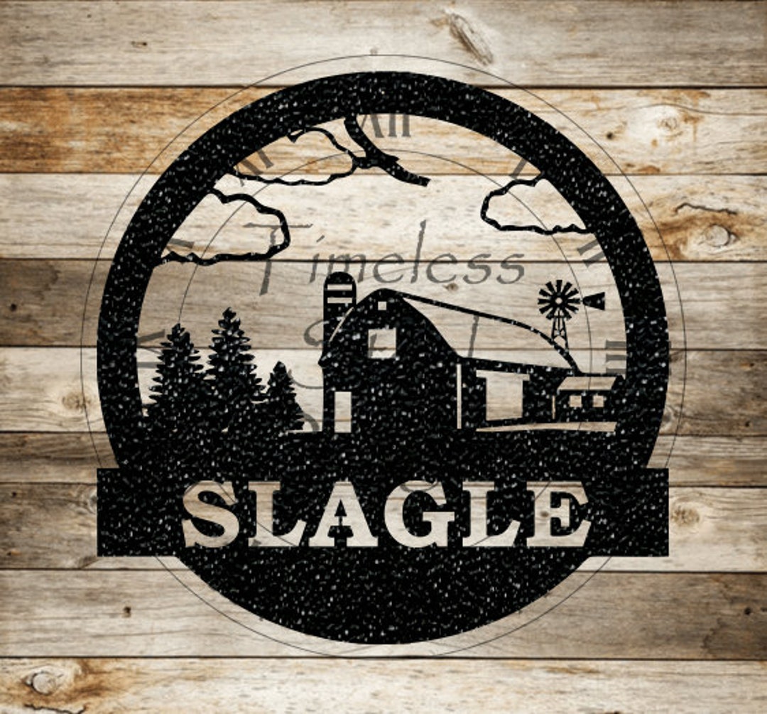 Round Barn Monogram/dairy Barn/farm Scene/windmill/custom Farm Sign ...