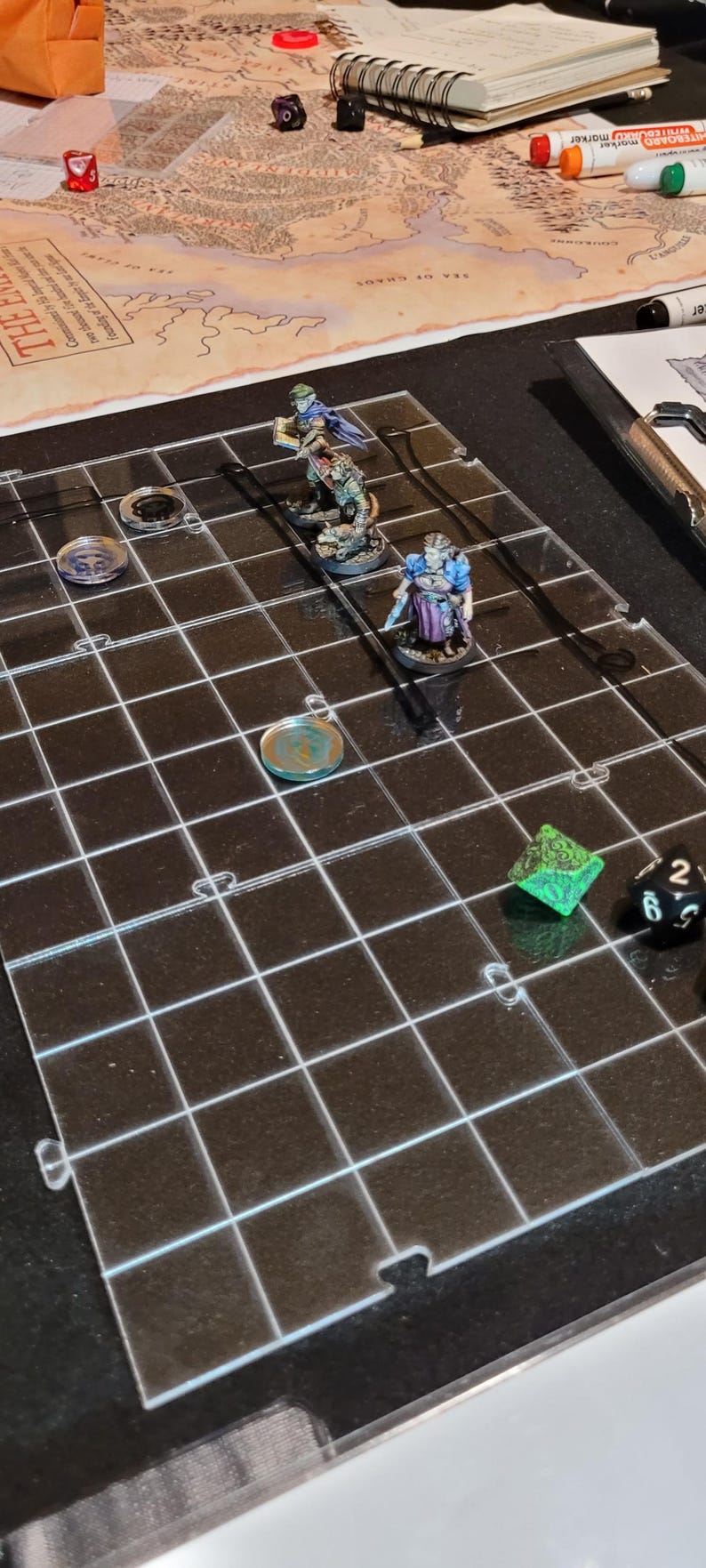 9 PCS Dry-erase Modular Transparent Acrylic RPG Board 1.5 Inch Grid Map ...