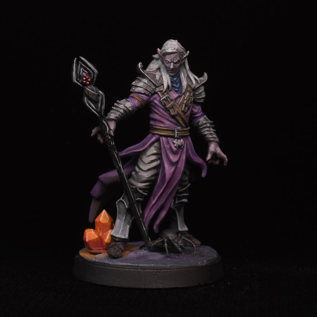 Pro Painted Miniature Drow Mage Sorcerer Wizard RPG Dnd Dungeons and ...