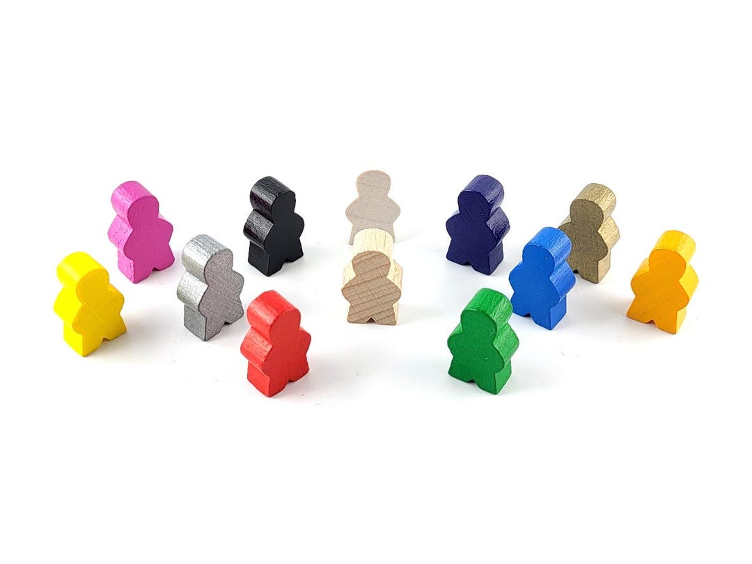 12 Colors Wooden Meeple 24 Mm 0.94 in Resource Token Pnp RPG Board Game ...