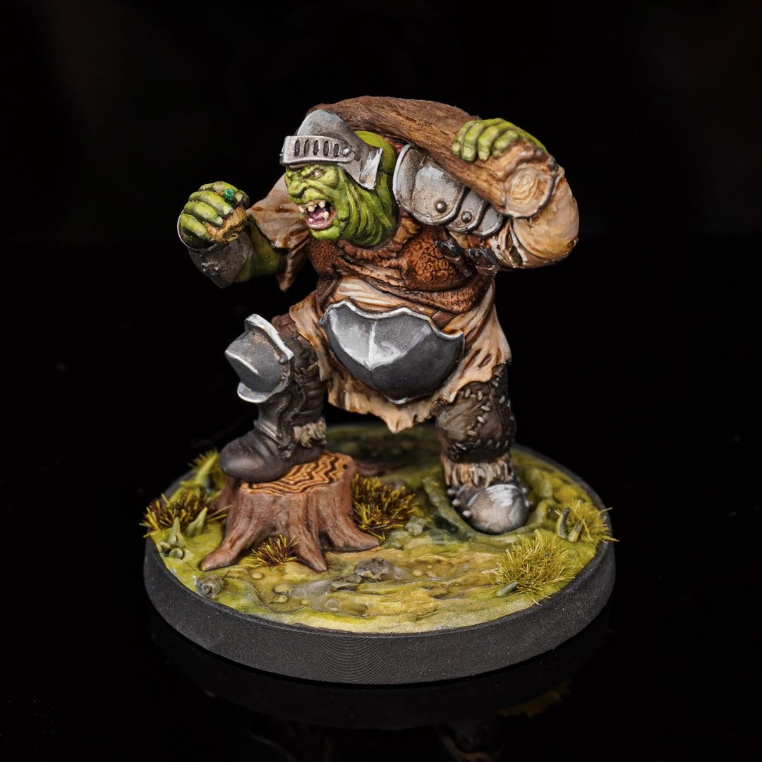 Pro-painted Armored Ogre Brute Miniature | 1.57" Base | Display or RPG ...