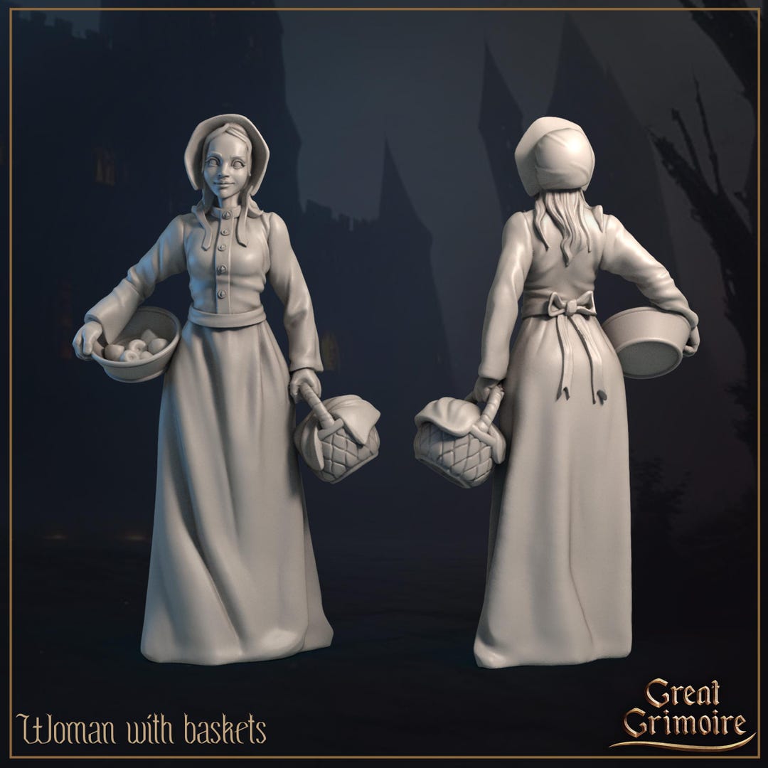 Woman With Baskets – Fantasy NPC Miniature for Dungeons N Dragons ...