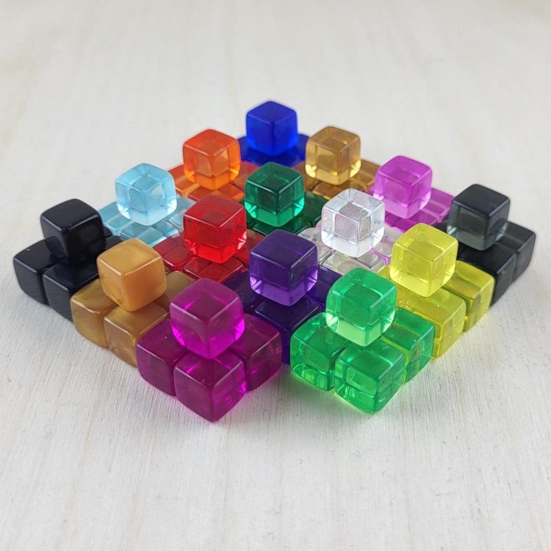 Multicolor Acrylic Cube Game Tokens - 8mm RPG, Board Game, Wargame ...