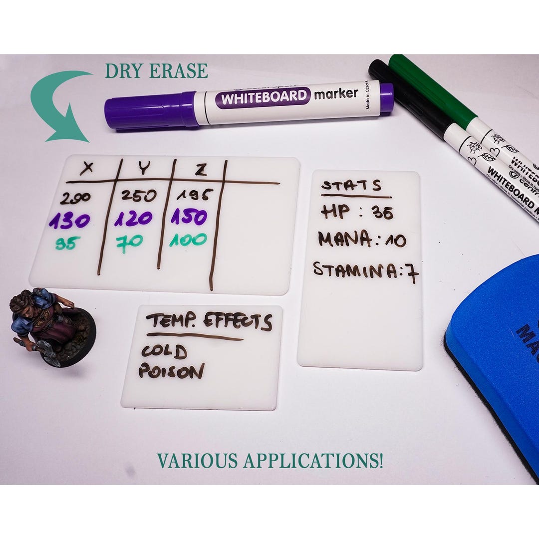 10-pack Dry-erase Thick Reusable Cards – Acrylic Writable Boards for ...