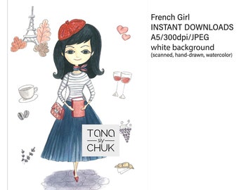 Cute French Drawing - Etsy
