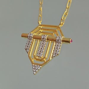 925 Silver 14 Carat Gold Plated Shield Spike Necklace Trigon Strip ...