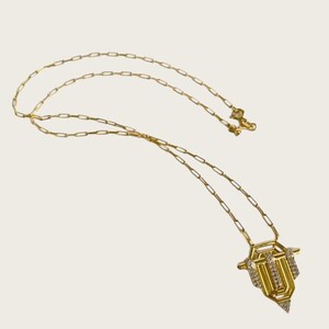 925 Silver 14 Carat Gold Plated Shield Spike Necklace Trigon Strip ...