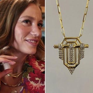 925 Silver 14 Carat Gold Plated Shield Spike Necklace Trigon Strip ...