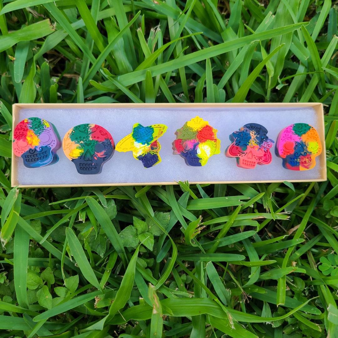 Sugar Skull Crayons, Halloween, Día De Los Muertos, Gift Set, Kids ...