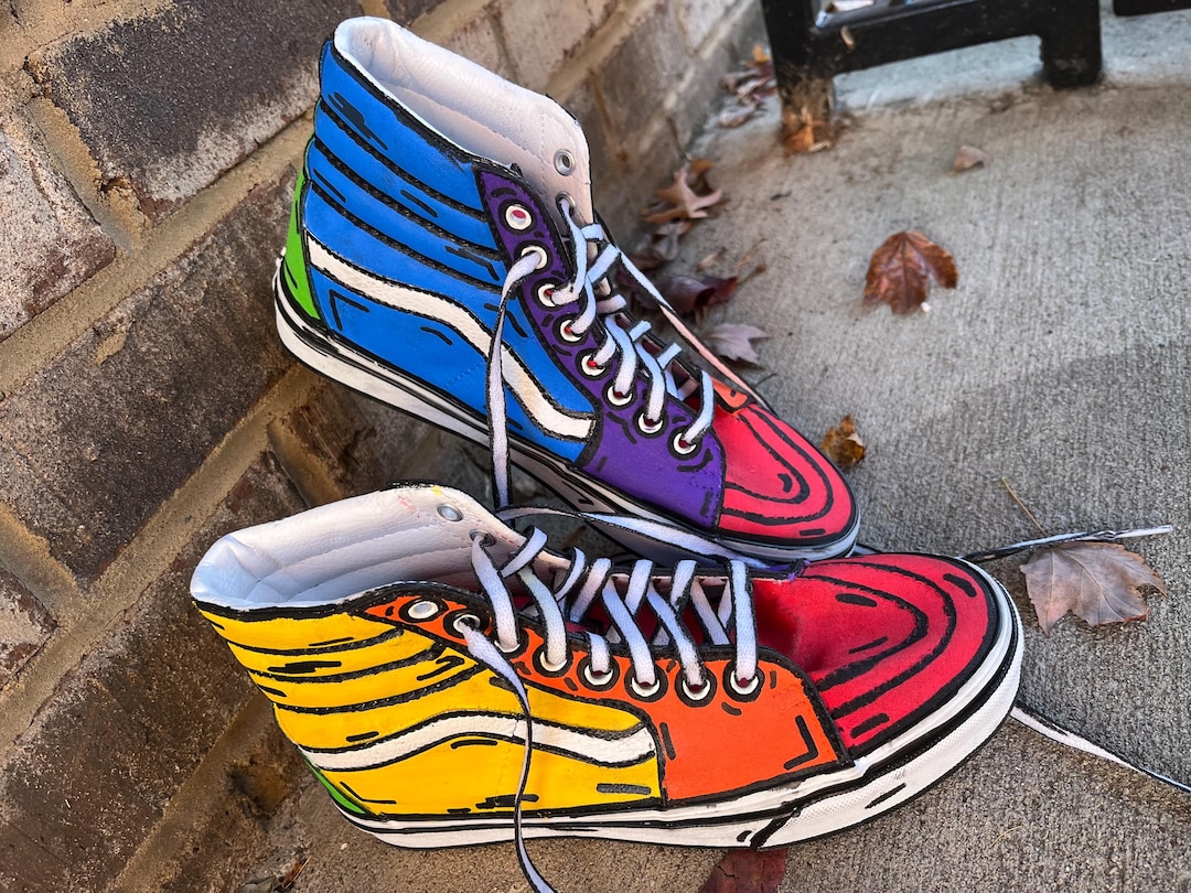 Rainbow Cartoon Style Shoes - Etsy