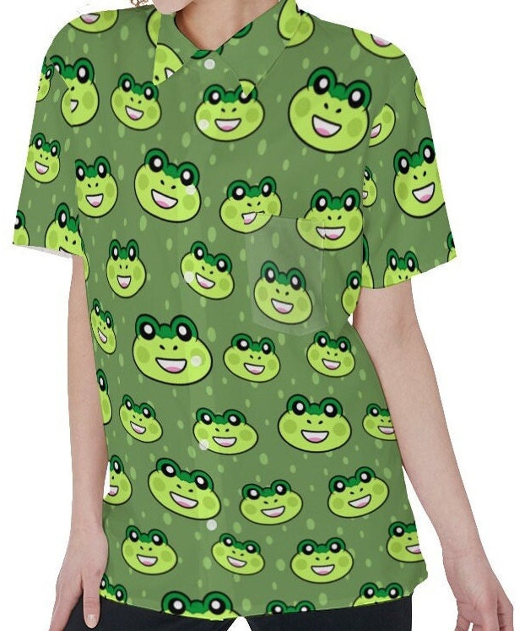 Kawaii Frog Button up Shirt - Etsy