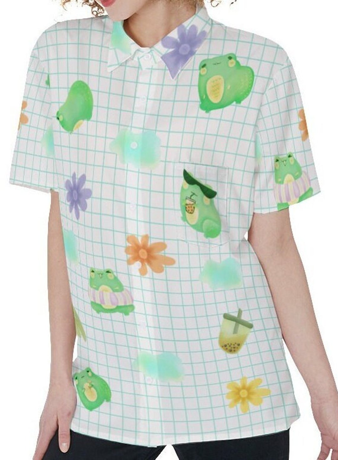 Kawaii Frog Button up Shirt - Etsy