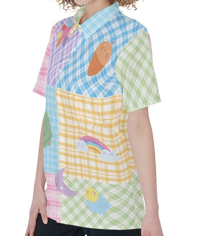 Kidcore Pastel Rainbow Button up Shirt - Etsy