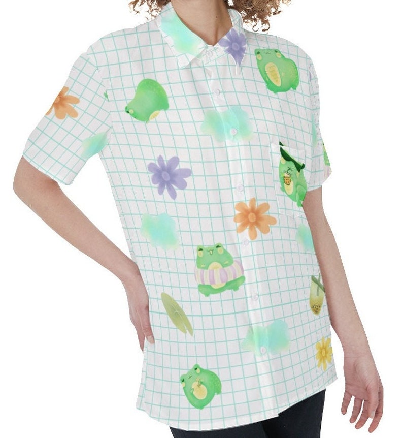 Kawaii Frog Button up Shirt - Etsy