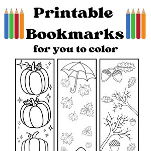 Printable Colouring Bookmarks Instant Download PDF | Fall Autumn ...