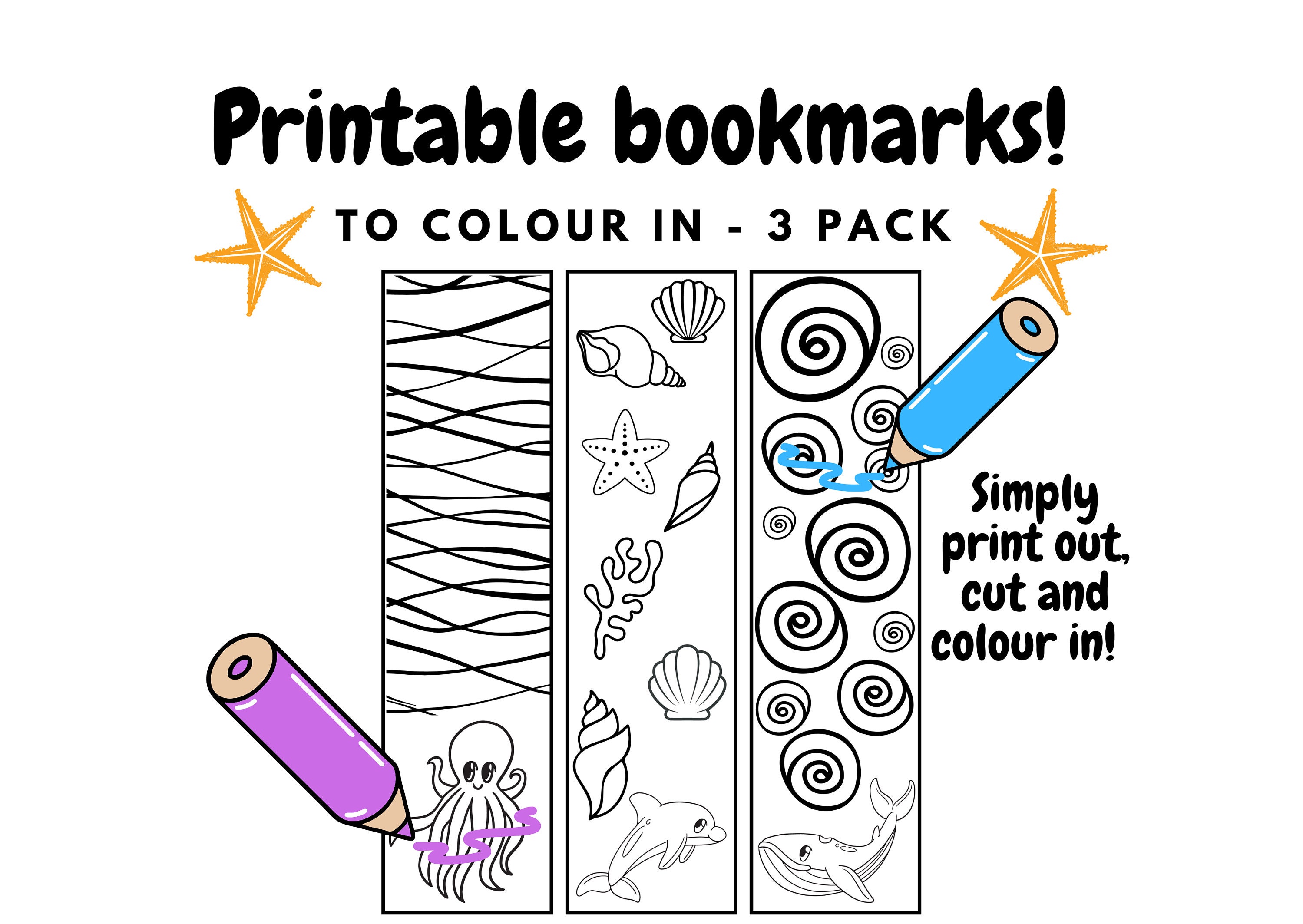 Printable Colouring Bookmarks Instant Download PDF Sea - Etsy