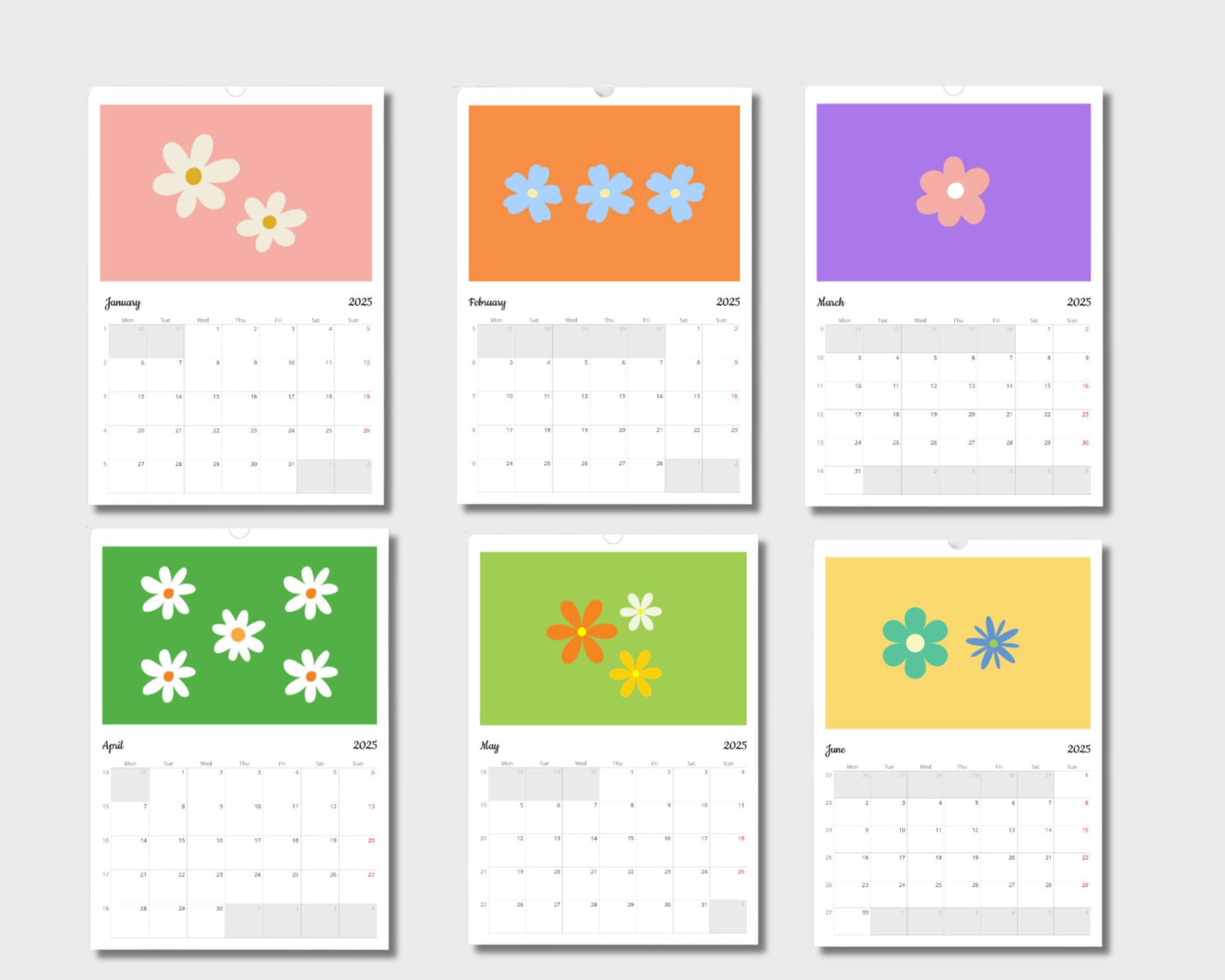Colorful Floral 2025 Calendar - Vibrant Monthly Planner | Wall Calendar ...