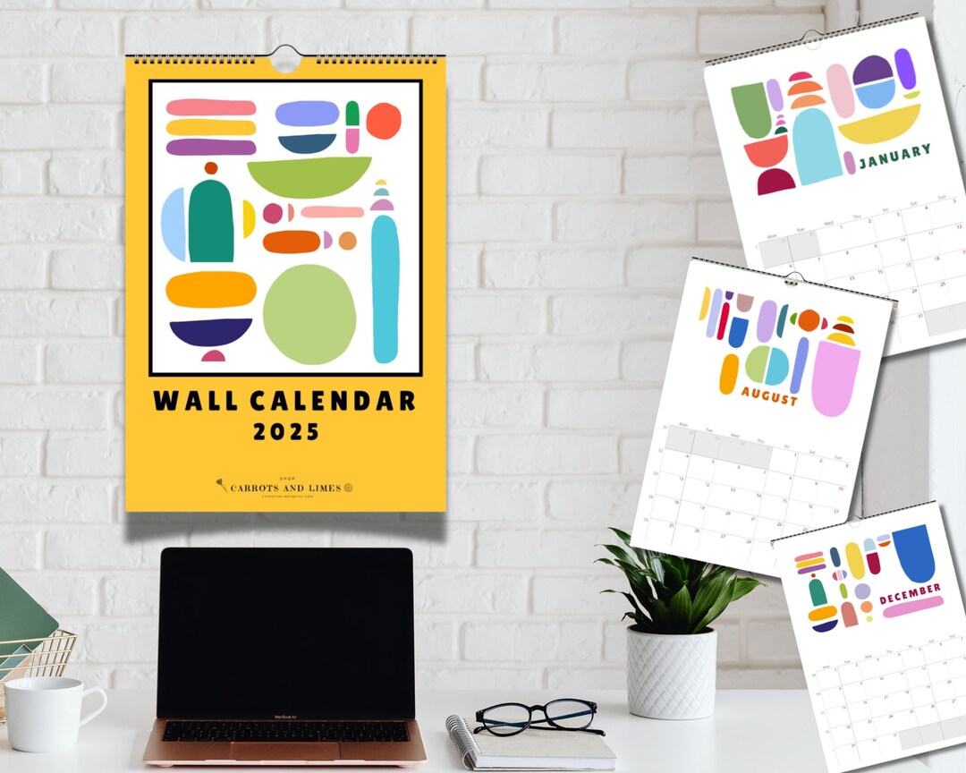 Colorful 2025 Wall Calendar | A4 A3 Yearly Planner | Vibrant Monthly ...
