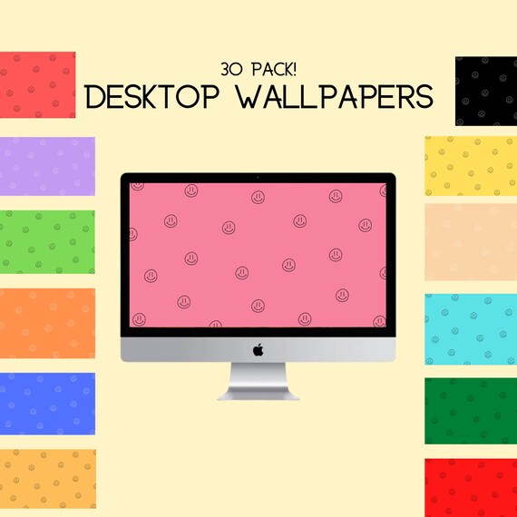 Smiley Face Desktop Wallpaper Screensaver 30 Pack Trendy - Etsy