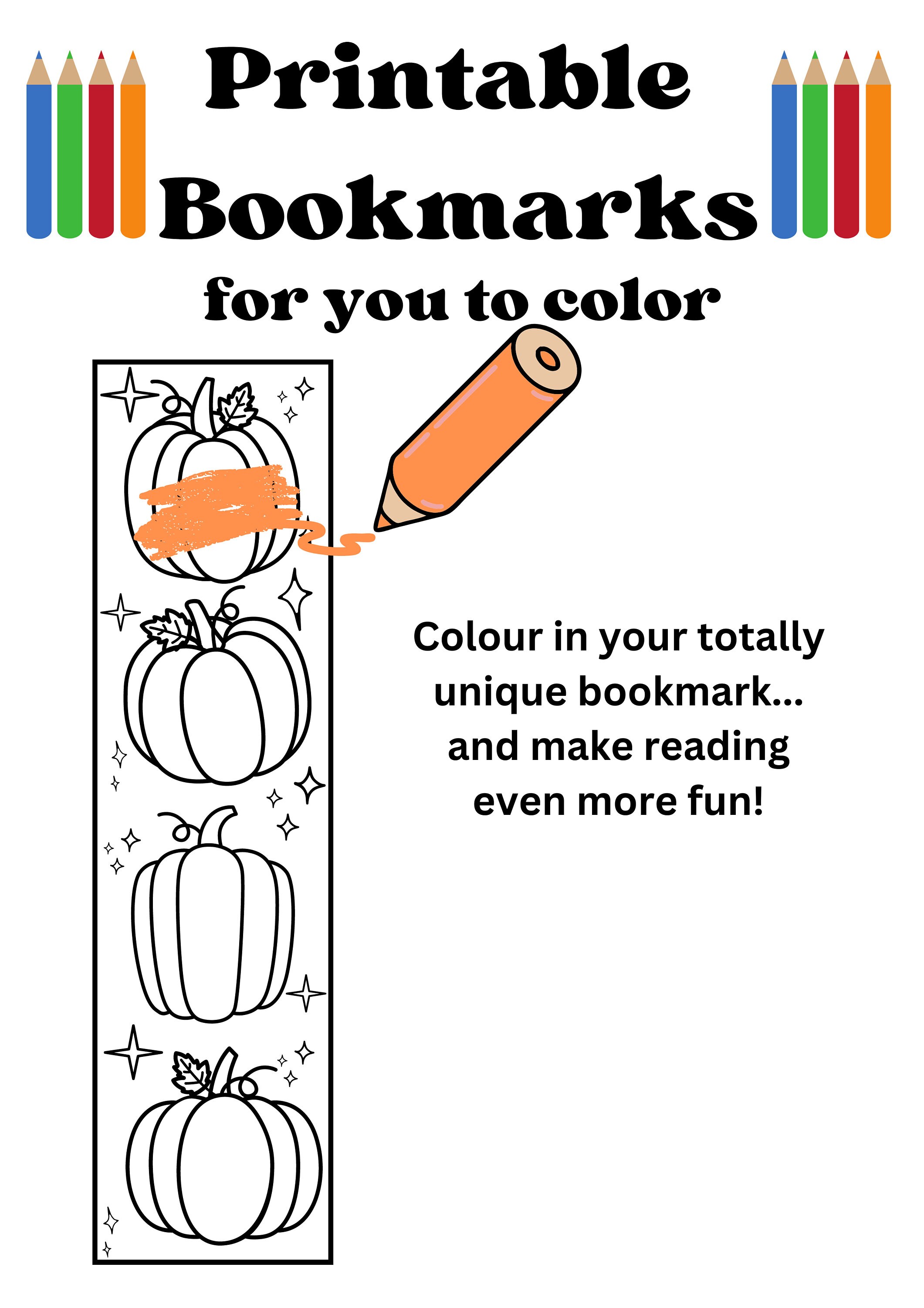 Printable Colouring Bookmarks Instant Download PDF | Fall Autumn ...