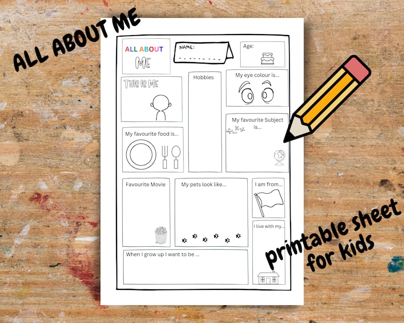 ALL ABOUT ME Sheet for Kids Printable Activity Writing - Etsy UK