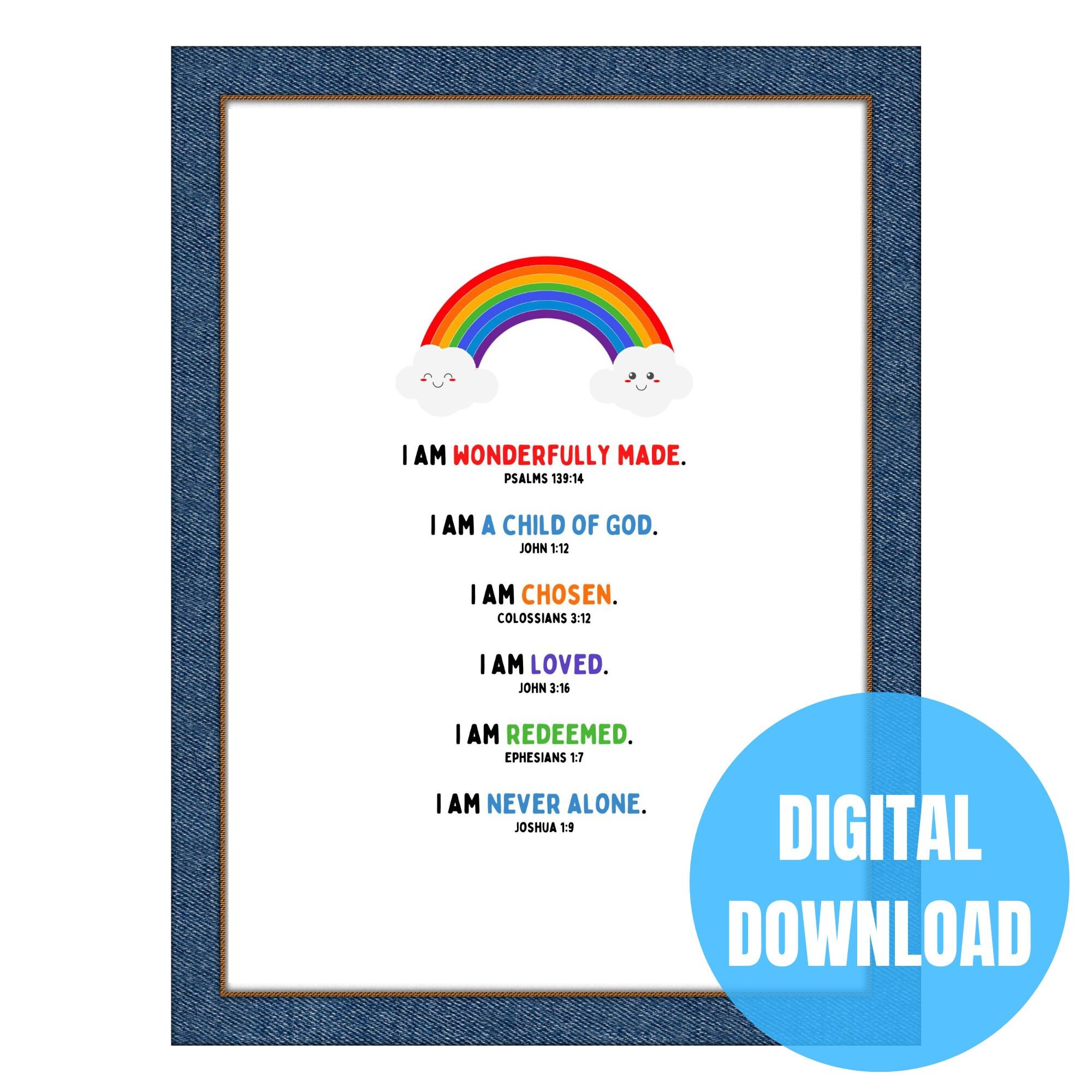 Bible Affirmations for Kids Printable Prints, AFFIRMATIONS Scriptures ...