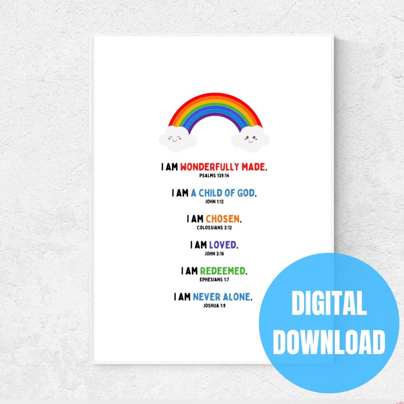 Bible Affirmations for Kids Printable Prints AFFIRMATIONS - Etsy