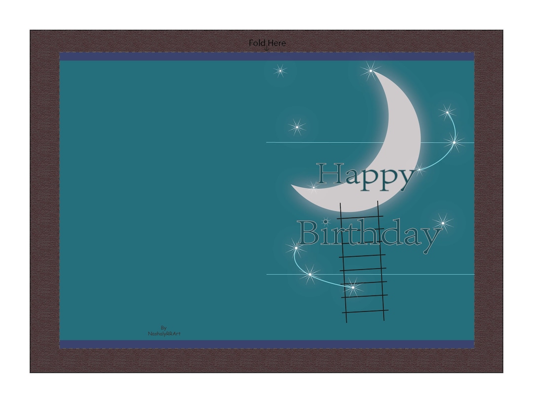 Moon Happy Birthday Card 5x7 (vertical) | PDF Birthday Card | Print at ...