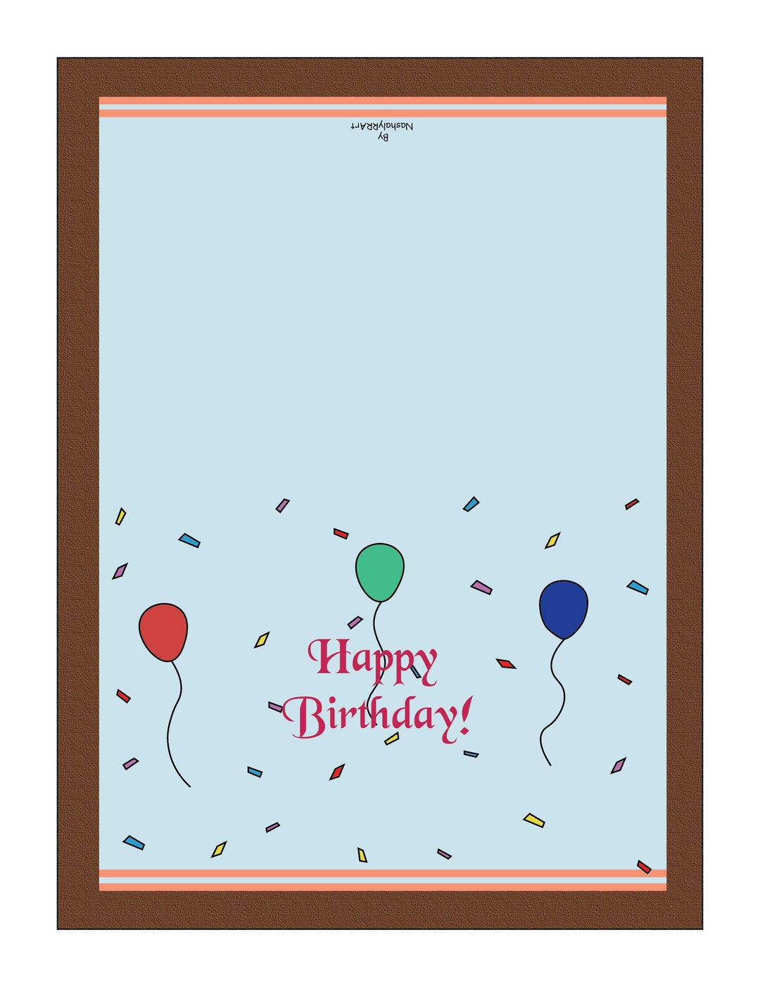 Happy Birthday Balloon Card 5x7 Horizontal | PDF Birthday Card | Print ...